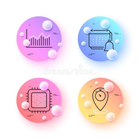 Notification Timer And Money Diagram Minimal Line Icons For Web Application Printing Vector