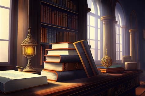 Premium AI Image Books In The Library Generative Ai