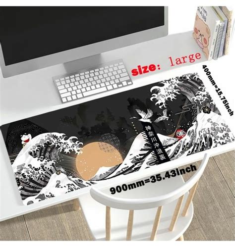 키보드장패드 키보드패드 게이밍 데스크 매트 컴퓨터 아트 마우스 패드일본 카나가와의 큰 물결게이머 Xl 고무 티몬