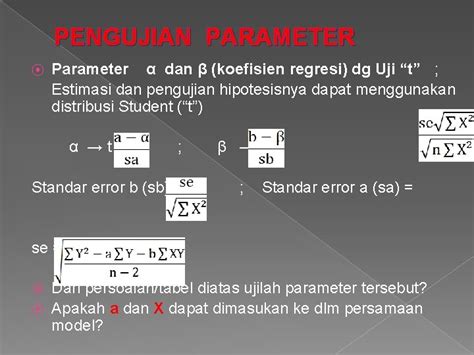 Pengujian Parameter Parameter Dan Koefisien Regresi Dg Uji