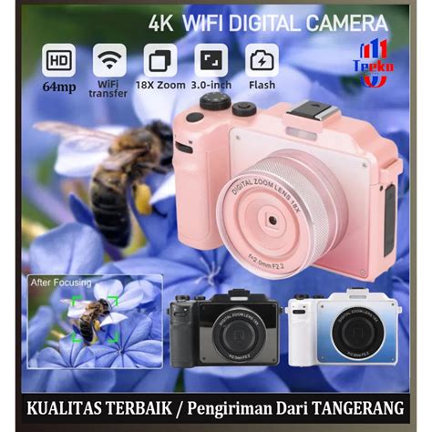 Jual 【dengan Kartu 64gb】teeka Kamera Digital 4k Wifi 64mp 18x Zoom Hd