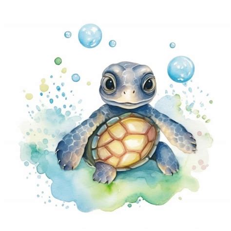 Um Desenho Em Aquarela De Uma Tartaruga Foto Premium