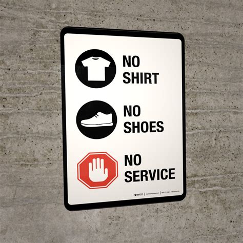 No Shirt No Shoes No Service Portrait Wall Sign