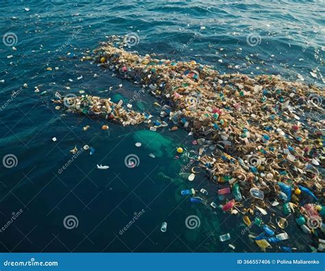 The Great Pacific Garbage Patch Aerial View Of Massive Areof Plastic Pollution In The Ocean Ai