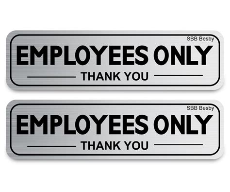 2pcs Employees Only Sign Stickers Metal Like Brushed Silver 9x2