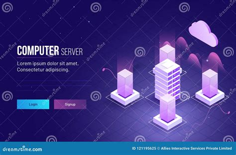 3d Isometric View Of Database Or Server For Computer Network Con Stock Illustration