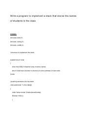 STACK 1 Pdf Write A Program To Implement A Stack That Stores The Names Of Babes In The