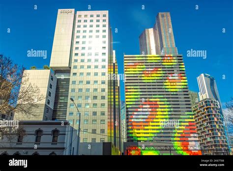 Colorful Architecture In Downtown Melbourne Victoria Australia Stock