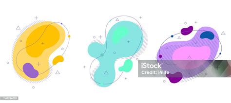 추상적인 유기적 모양 프레임입니다 배너 전단지 프리젠 테이션을위한 미니멀 한 유체 레이아웃 로고 템플릿 현대 그래픽 요소의 집합입니다 3차원 형태에 대한 스톡 벡터 아트 및