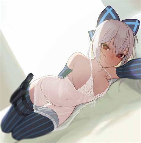 Rule 34 Arm Up Backlighting Beijuu Blue Thighhighs Blurry Bow Breasts