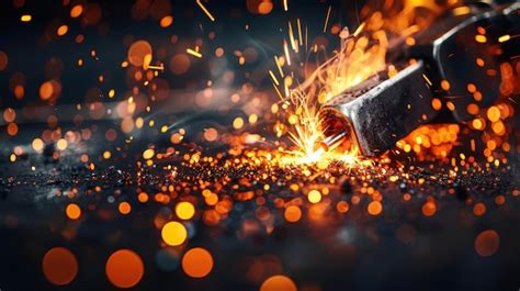Welding Sparks In A Workshop Dynamic And Rugged Industrial Warm Tones