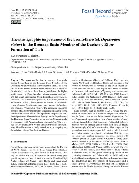 pdf the stratigraphic importance of the brontothere cf diplacodon