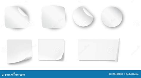 Paper Stickers Circle And Square With Rounded Edges Adhesive White