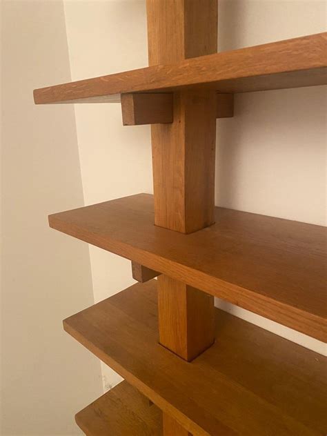 Proantic Elegant And Large Shelf Library In Solid Oak Keyed Assemb