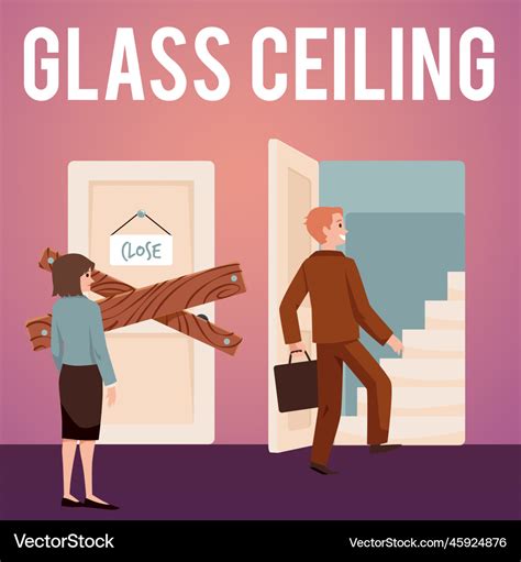 Gender Gap Poster With Concept Of Glass Ceiling Vector Image