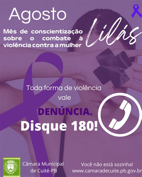 Agosto lilás mês de conscientização sobre o combate à violência contra