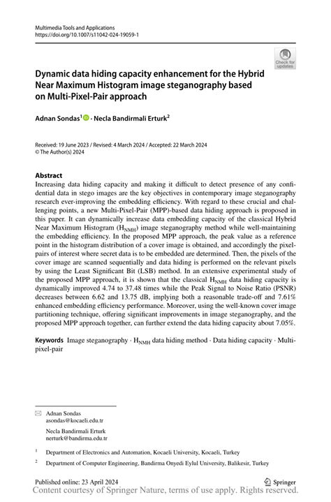 Pdf Dynamic Data Hiding Capacity Enhancement For The Hybrid Near