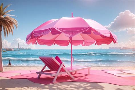 Premium AI Image Barbie Beach Vacation Scene Theme Background