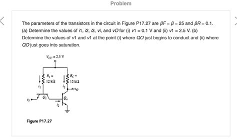 solved problem the parameters of the transistors in the