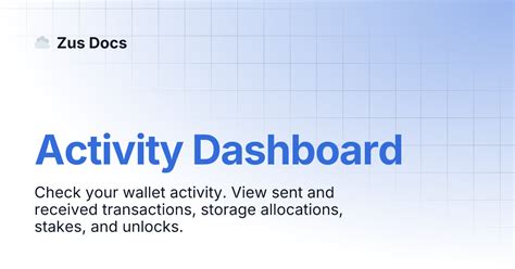 Activity Dashboard Zus Docs