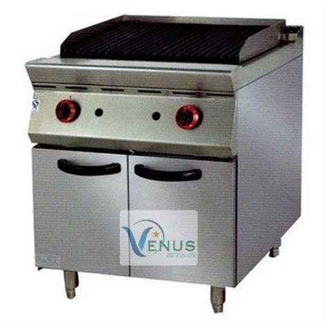 Venus Refrigeration Silver Gas Operated Lava Rock Grill For Restaurant
