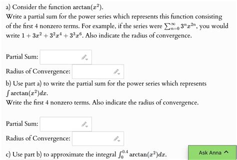 Solved A ﻿consider The Function Arctanx2write A Partial