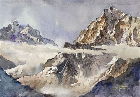 Watercolour By Brian Tai Himalayas Brian Mount Everest Watercolour