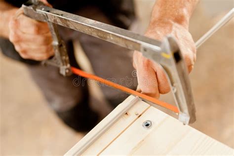 Man Using Hacksaw Stock Image Image Of Blade Aged Length 23640421