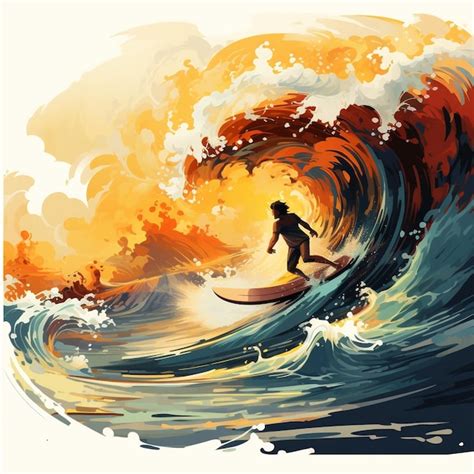 Strandwellen Surfen Vektor Sommer Illustration Surfen Design Tropische