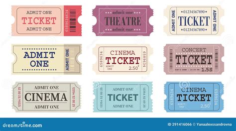 Vector Set Of Ticket Templates Event Admission Entrance Pass Set