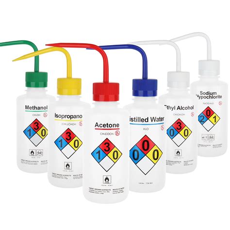 Safety Wash Bottles Vol500ml 6pcs Of Lab Rinse