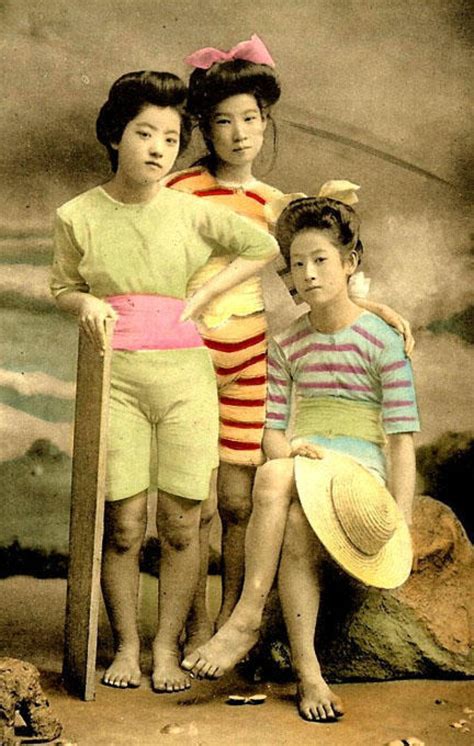 Japanese Pin Up Postcards With Geisha In Swimsuits Pictolic