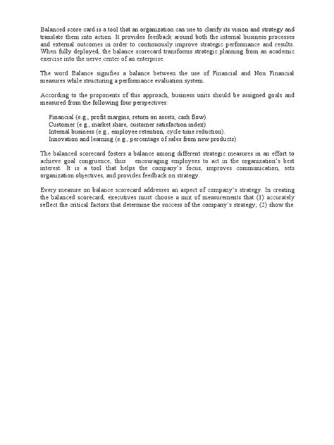 Lecture Balanced Scorecard Pdf Strategic Management Strategic