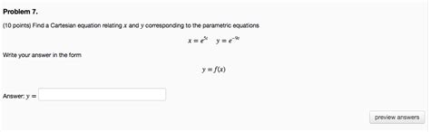 Solved Problem Points Find A Cartesian Equation Chegg