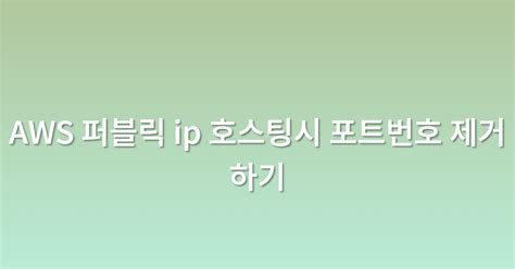 Aws 퍼블릭 Ip 호스팅시 포트번호 제거하기