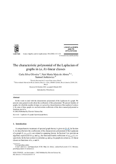 Pdf The Characteristic Polynomial Of The Laplacian Of Graphs In