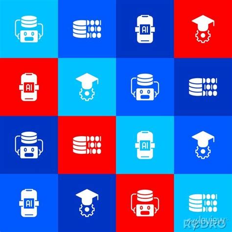 Set Artificial Intelligence Robot Binary Code Ai And Graduation Wall Mural • Murals Ceremony