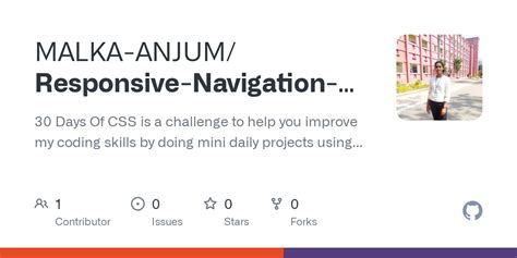 Github Malka Anjum Responsive Navigation Bar Days Of Css Is A Challenge To Help You