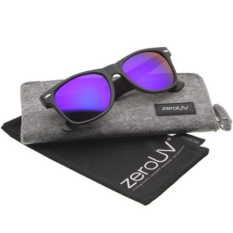 Zerouv Unisex Matte Finish Color Mirror Lens Large Square Horn Rimmed