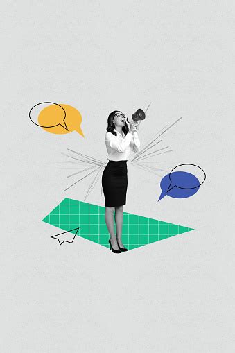 3d 스케치 포스터 트렌드 콜라주 이미지 행복 소녀 비명 메가폰 홍보 거품 커뮤니케이션 연설 수다쟁이 공고 공고 20 24세에 대한 스톡 사진 및 기타 이미지 Istock