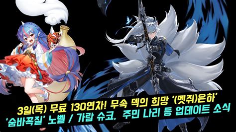 가디언테일즈 13일 목 무료 130연차 무속 덱의 희망 은하 숨바꼭질 노벨 가람 슈코 주민 나리 등 업데이트 소식 Youtube