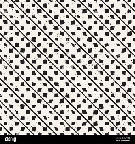 Hand Drawn Style Ethnic Seamless Pattern Abstract Geometric Shapes Background In Black And