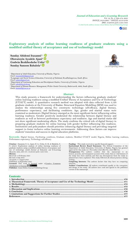 Pdf Exploratory Analysis Of Online Learning Readiness Of Graduate