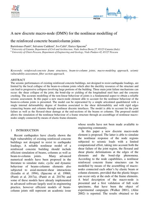 Pdf A New Discrete Macro Node Dmn For The Nonlinear Modelling Of The Reinforced Concrete