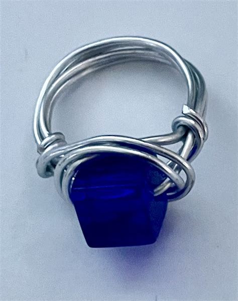 Striped And Crystal Cubed Beaded Rings My Craft Shop