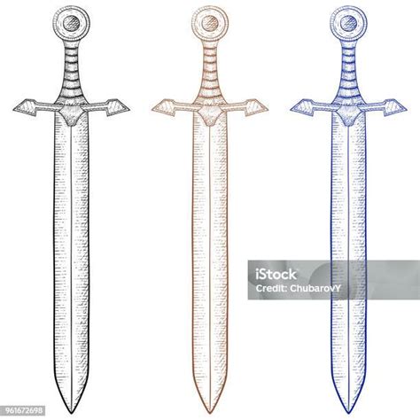 Pedang Sketsa Yang Digambar Dengan Tangan Ilustrasi Stok Unduh Gambar