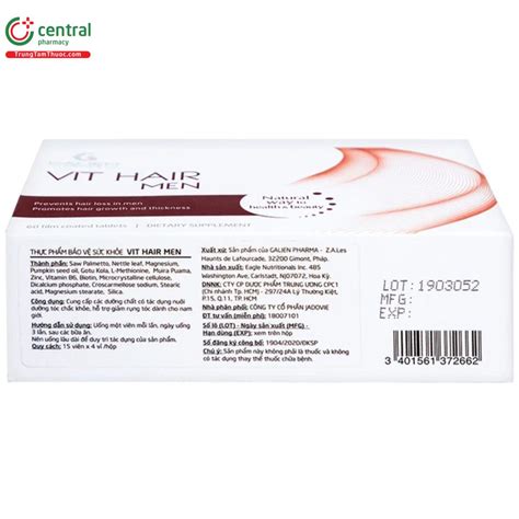 Thuốc Vit Hair Men Nuôi Dưỡng Tóc Từ Bên Trong Cải Thiện Tóc Gãy Rụng