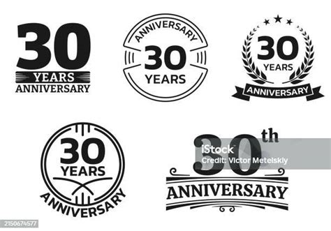 30 년 아이콘 또는 로고 세트 30 주년 기념 사인 또는 스탬프 희년 생일 축하 디자인 요소 벡터 일러스트 레이 션입니다 30