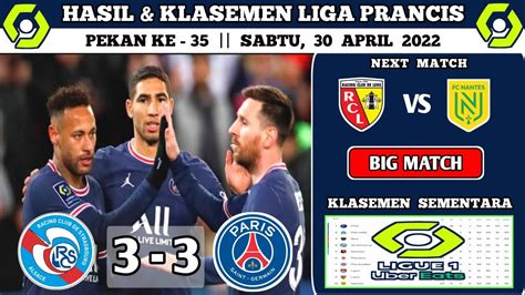Hasil Liga Prancis Tadi Malam STRASBOURG VS PSG Ligue 1 Prancis Pekan 35 Klasemen Liga