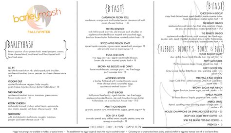 Menu Barleymash